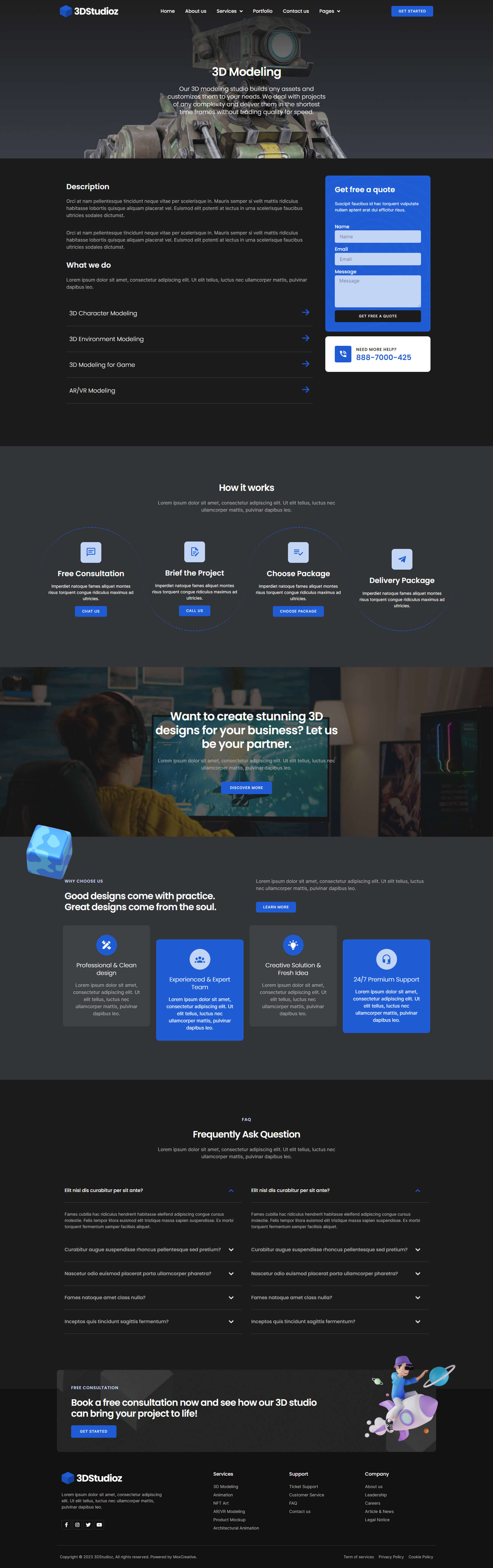 3dstudioz - 3D Design & Animation Studio Elementor Template Kit by moxcreative
